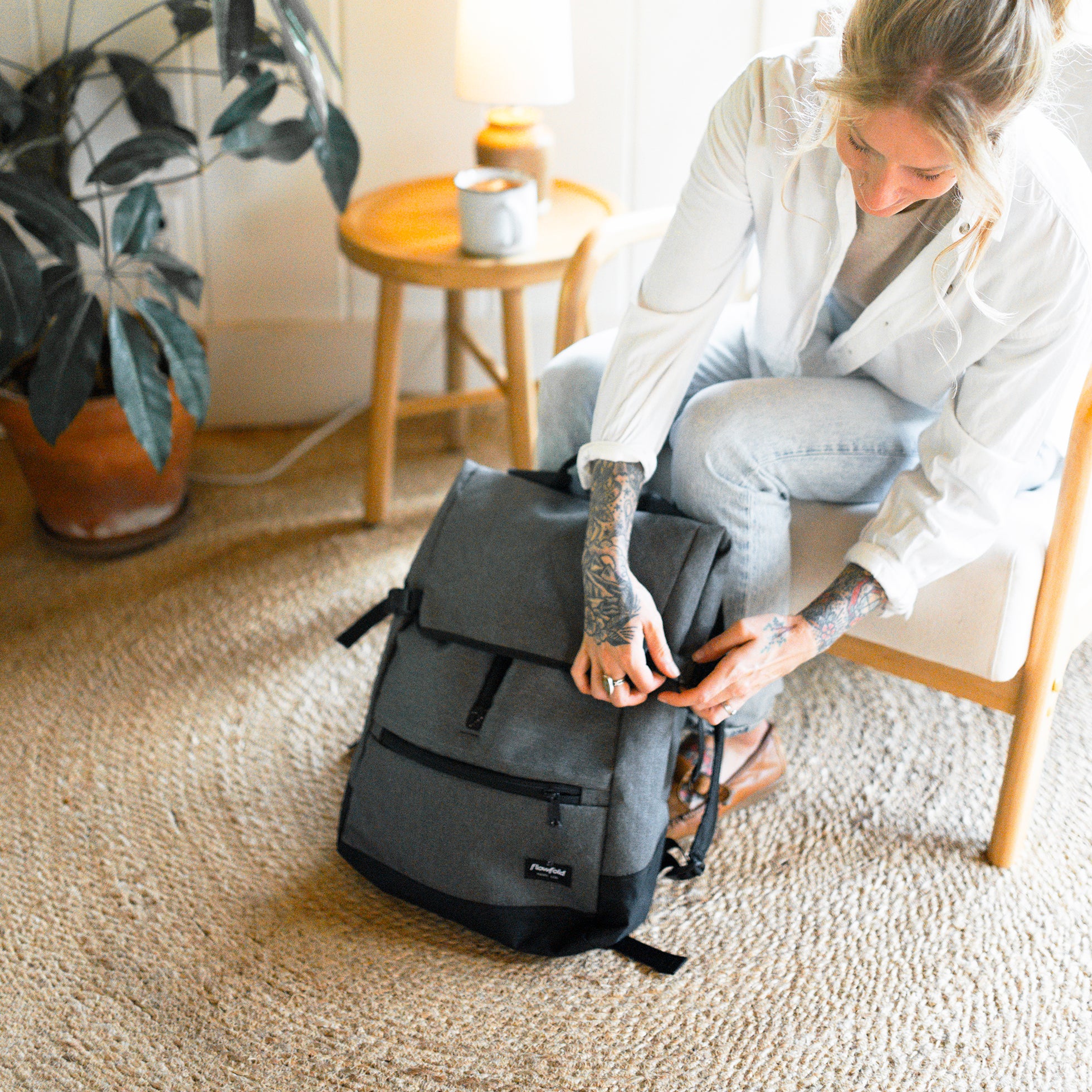 Flowfold Commuter Center Zip Backpack Made in USA | Flowfold